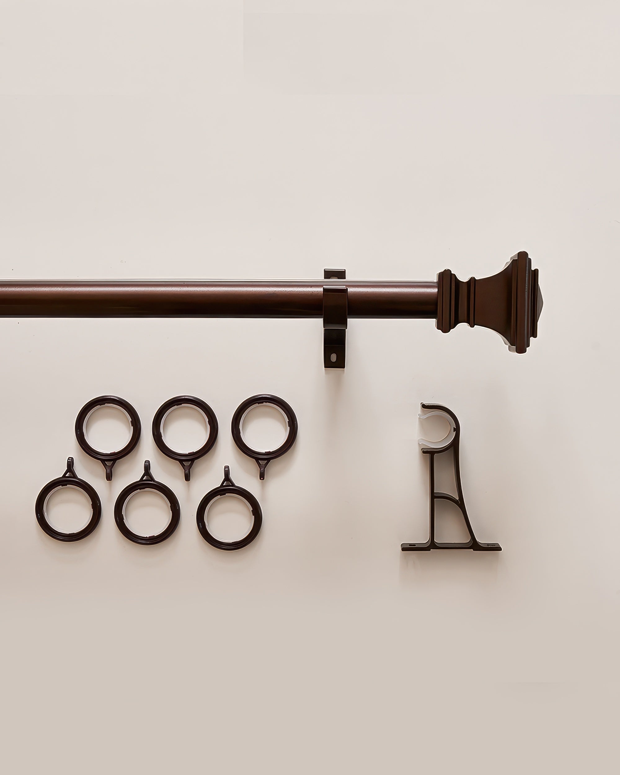 Brown Roman Square Custom Finials Curtain Rods