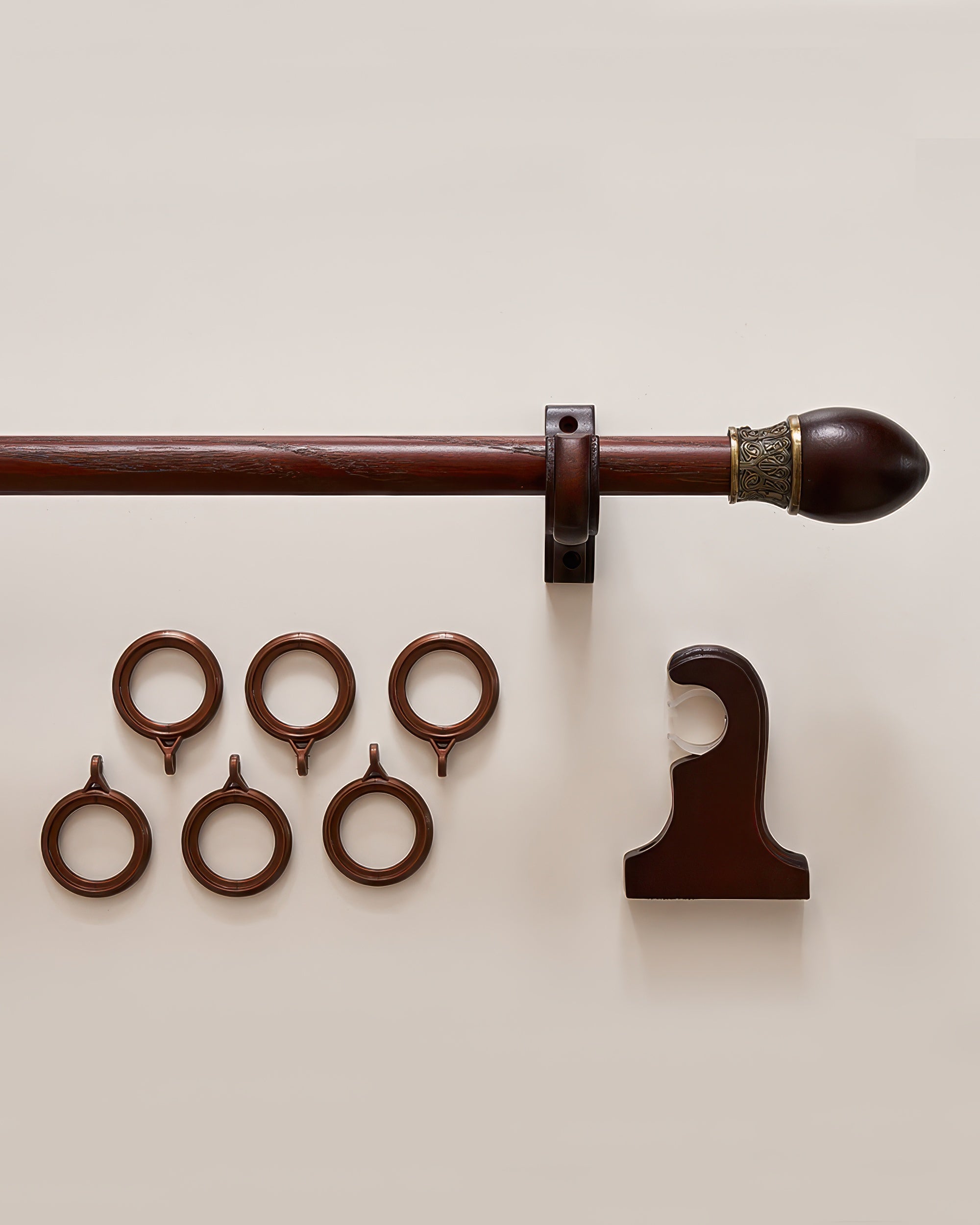 Classic Red Carved Custom Finials Curtain Rods