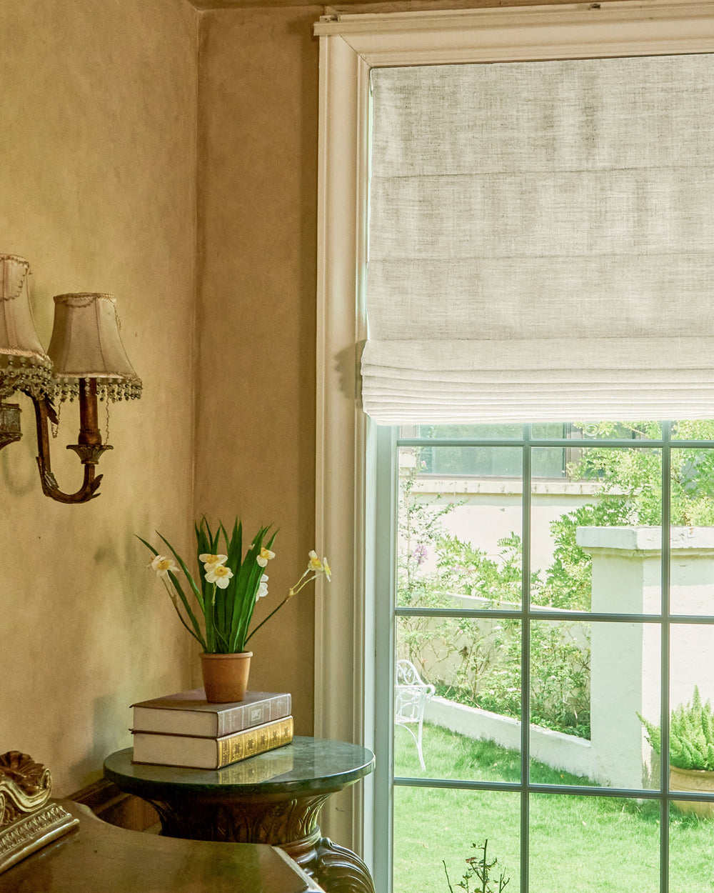 Zoe Plain Fold Linen Look Custom Roman Shade