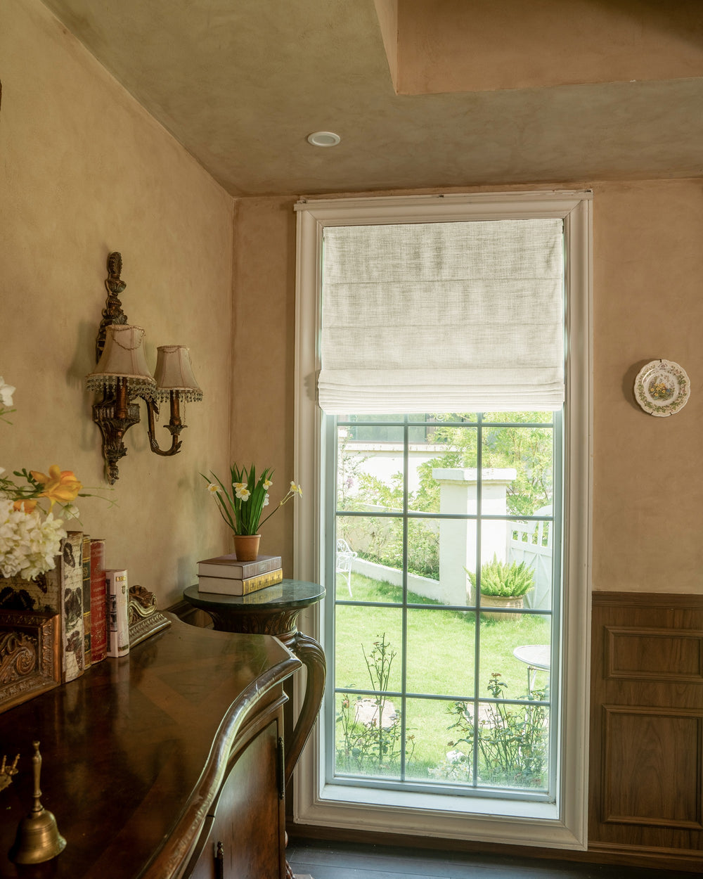 Zoe Plain Fold Linen Look Custom Roman Shade